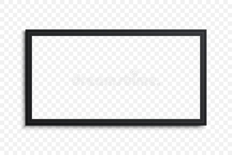 Realistic Horizontal Black Picture Frame Isolated on Transparent ...