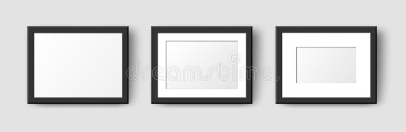 Realistic Horizontal Rectangle Empty Wall Photo Frames Set. Vector ...