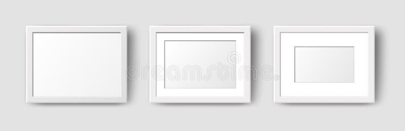 Realistic Horizontal Rectangle Empty Wall Photo Frames Set. Vector ...