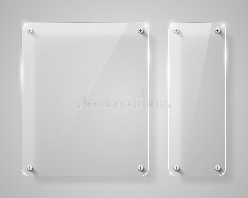 Realistic Horizontal Transparent Glass Frame with Shadow. Modern ...