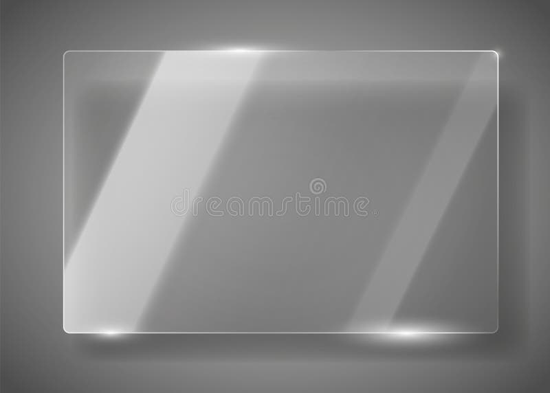 Realistic Horizontal Transparent Glass Frame with Shadow. Modern ...