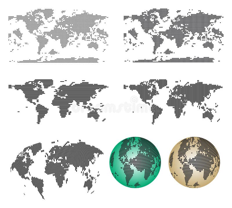 A Realistic Horizontal or Vertical Strip Line World Map Just Glove ...