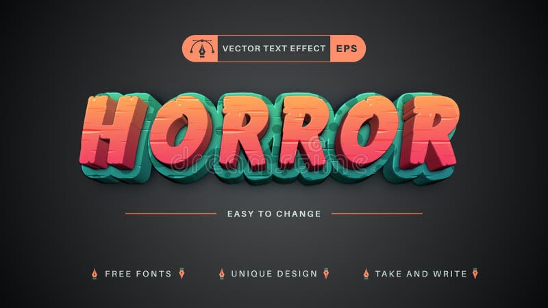 Realistic Horror - Editable Text Effect, Font Style Stock Vector ...