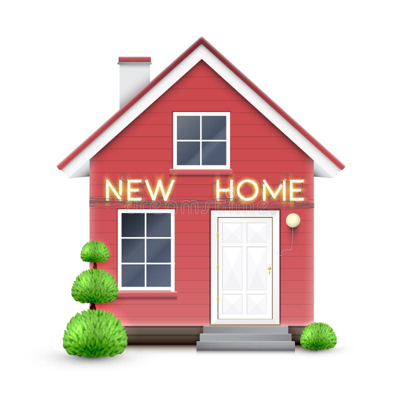 Realistic House with `NEW HOME` Sign, Vector Stock Vector ...