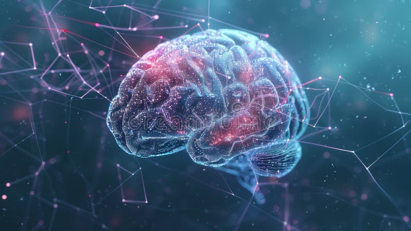 Realistic Human Brain Displaying Active Neural Network Connections in ...