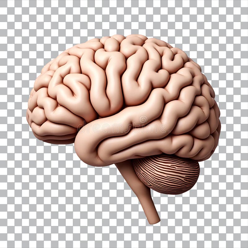 A Realistic Human Brain Side View Isolated on a Transparent Background ...