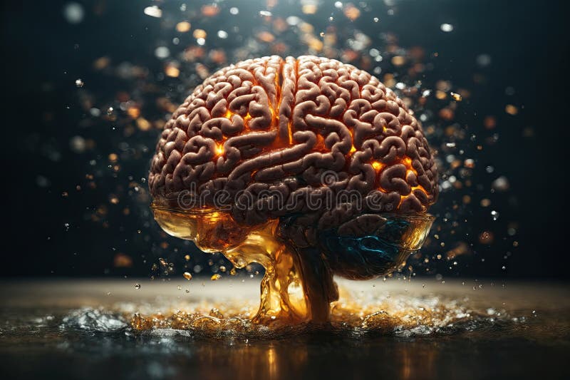 Splash Art Cat Head Look at the Camera on White Background. Ai ...