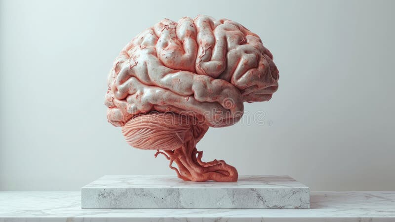 Realistic Human Brain on White Background AI Generated Stock ...