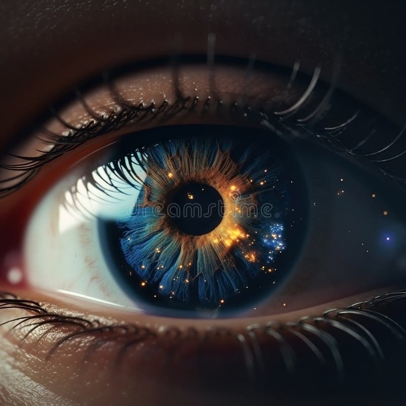 Realistic Human Eye with Reflection of Galaxy Illustration. Stock ...