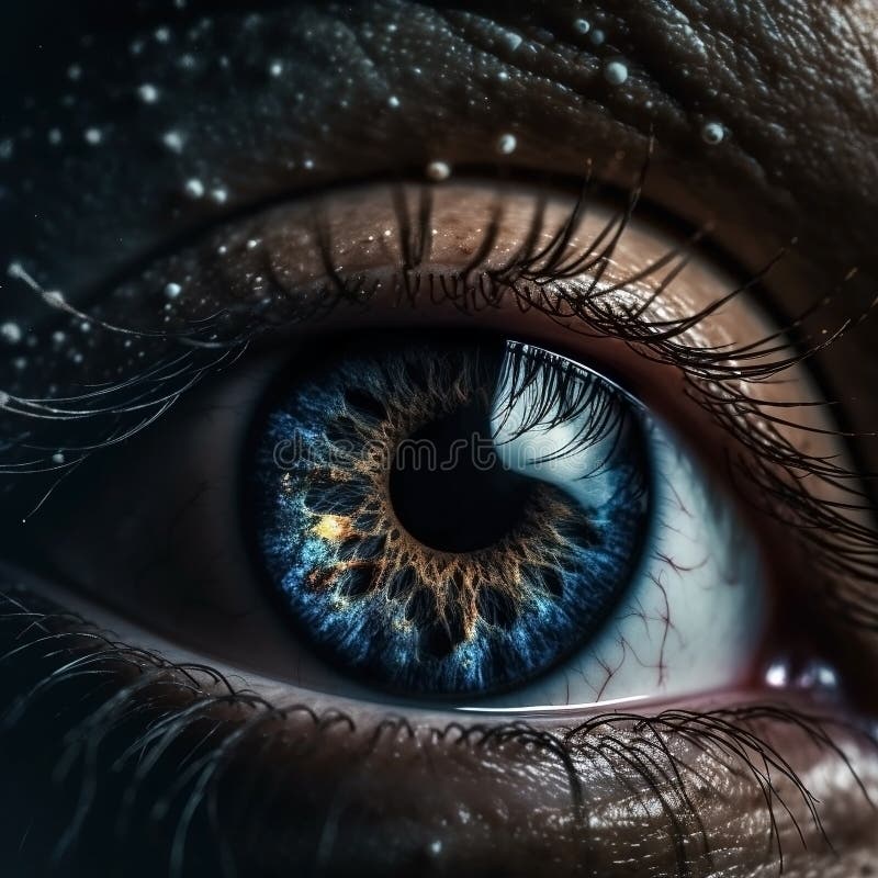 Realistic Human Eye with Reflection of Galaxy Illustration. Stock ...