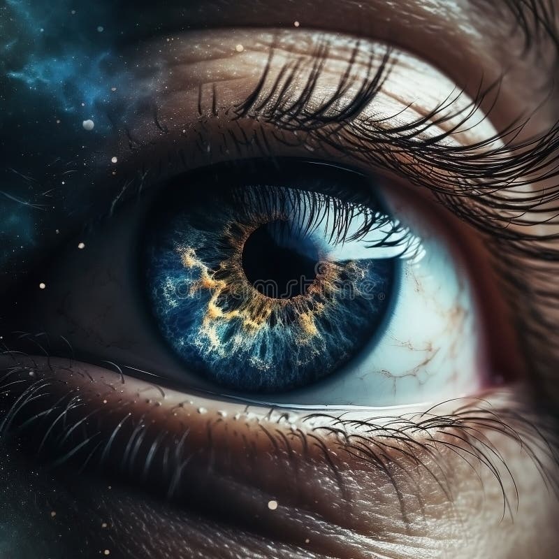 Realistic Human Eye with Reflection of Galaxy Illustration. Stock ...