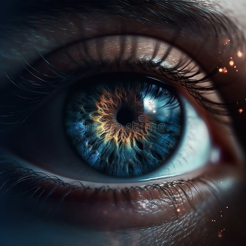 Realistic Human Eye with Reflection of Galaxy Illustration. Stock ...
