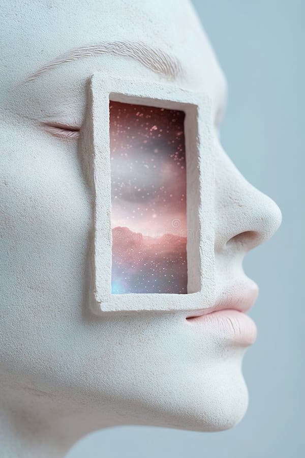 A Realistic Human Face Features a Door Slightly Ajar on the Forehead ...