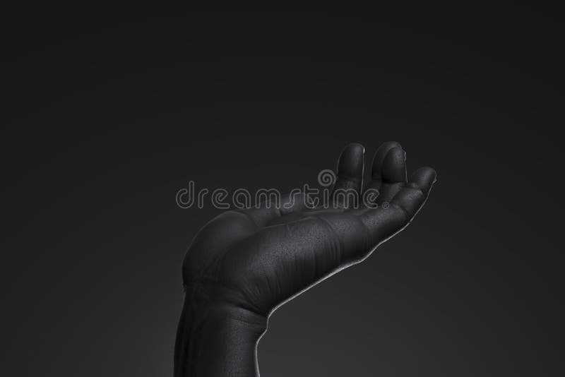 Realistic Human Hand with Empty Space As Showcase Isolated on Black ...