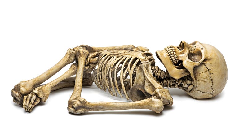 A Realistic Human Skeleton Lying on Its Side Stock Image - Image of ...