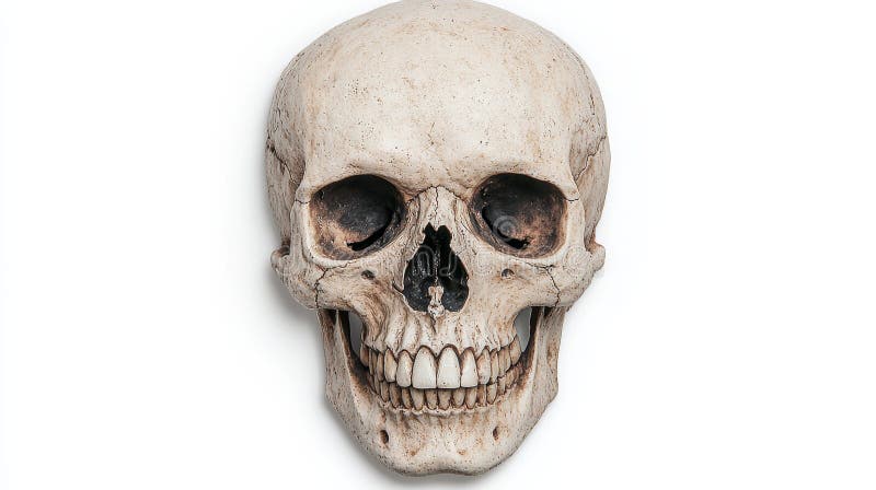 Realistic Human Skull on Plain White Background for Educational or ...