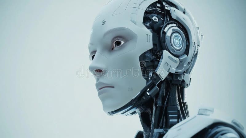 Realistic Humanoid Robot Portrait: Futuristic Technology and Artificial ...