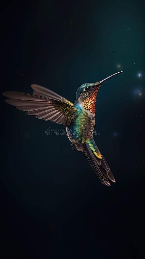 Realistic Hummingbird on Dark Background. Generative AI Stock ...