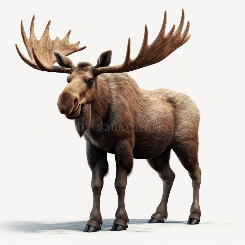 Eerily Realistic Moose 3d Render on White Background Stock Illustration ...