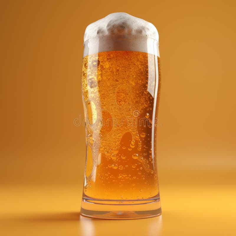 Realistic Hyper-detailed 3d Render of a Glass of Beer with Foam Stock ...