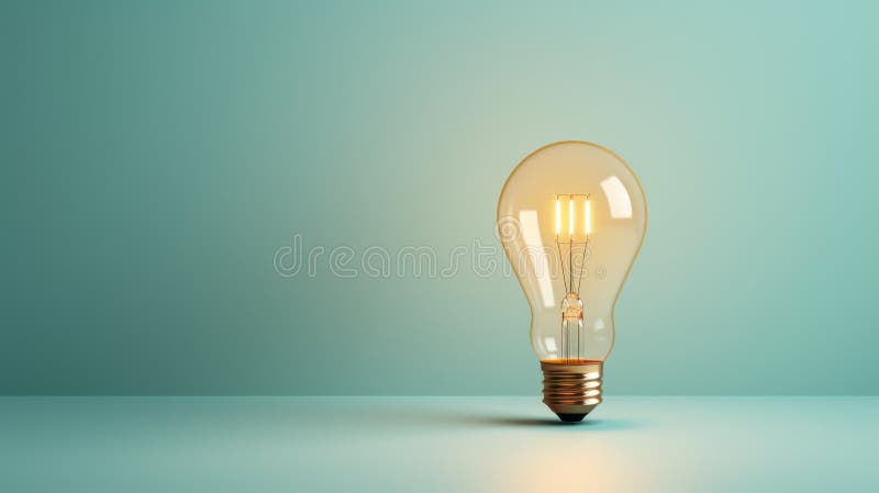 Realistic Hyper-detailed Idea Bulb on Light Green Background Stock ...
