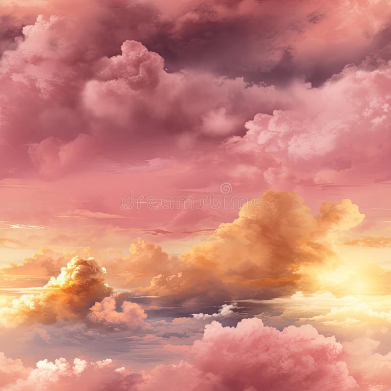 Realistic Hyper-detailed Painting of a Sky with Pink and Yellow Clouds ...