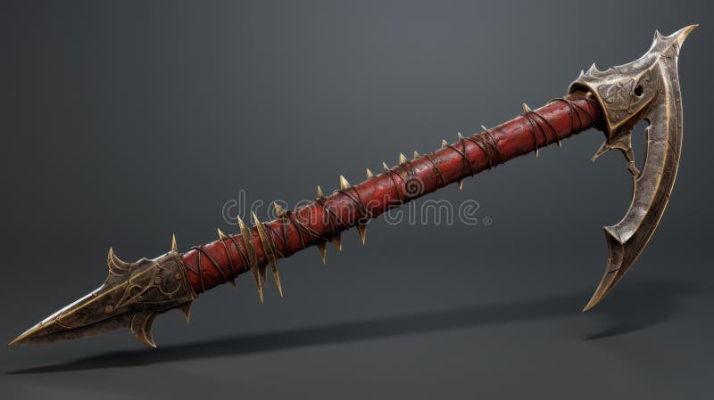 Realistic and Hyper-detailed Red Stained Weapon with Ogham Scripts ...