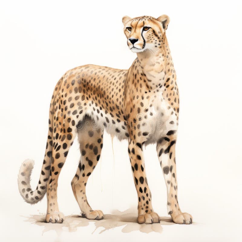 Hyperrealistic Studio Portrait of a Vintage Watercolored Cheetah Stock ...