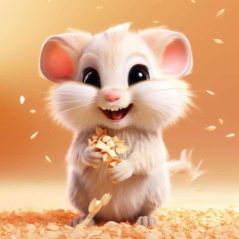 Realistic Hyper-detailed Rendering of Cute Mouse Eating Biscuits Stock ...