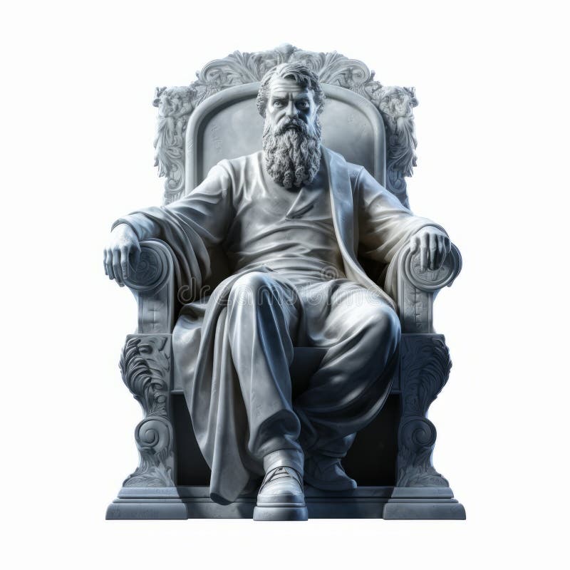 Elegant Sculpture of a Man Sitting on a Throne Stock Illustration ...