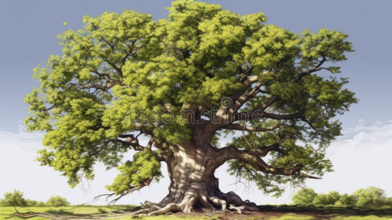 Realistic Hyper-detailed Rendering of an Old Oak Tree in Uhd Stock ...