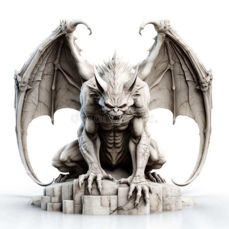 Stunning 3d Gargoyle Statue with Wings and Claws Stock Illustration ...