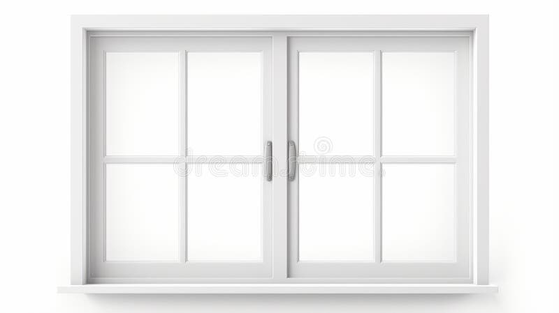 Realistic Hyper-detailed White Window on White Background Stock ...