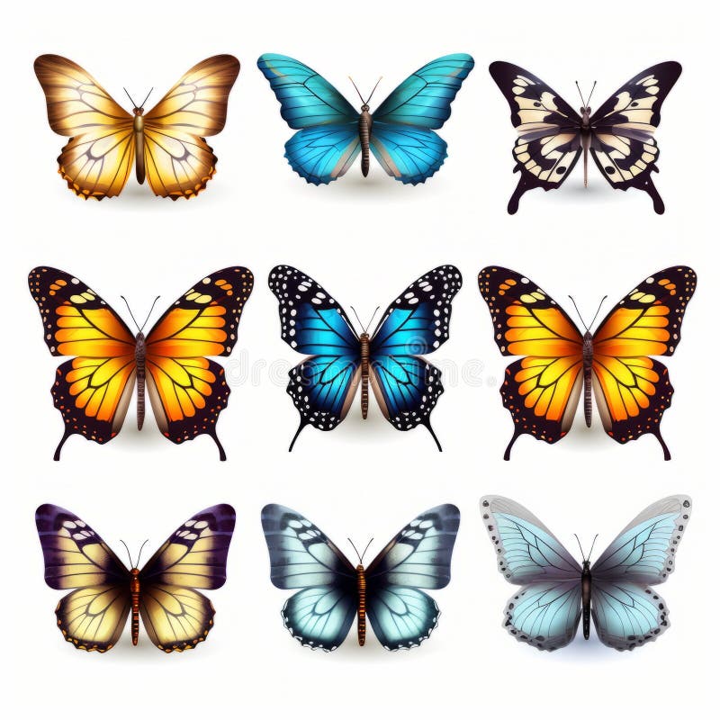 Realistic Hyper-realistic Butterfly Illustrations on Transparent ... Realistic Hyper-realistic Butterfly Illustrations on Transparent ...