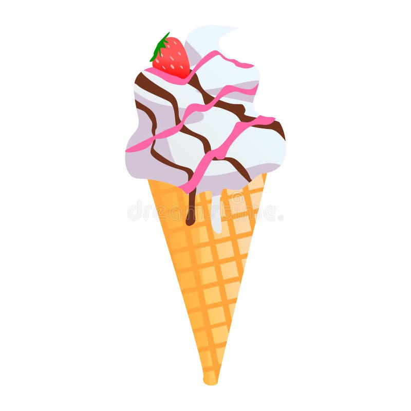 Realistic Ice Cream Cone on White Background - Vector Stock ...