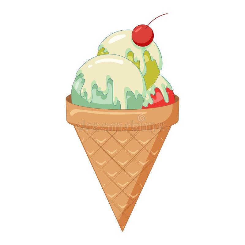 Realistic Ice Cream Cone on White Background - Vector Stock ...