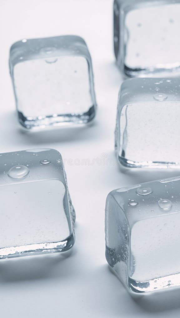 Realistic Ice Cube Elements Against a Neutral Backdrop Stock ...