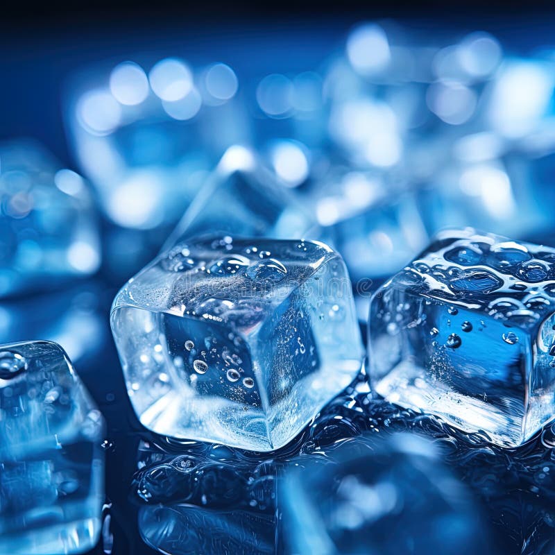 Realistic Ice Cubes and Water Drops. Stock Illustration - Illustration ...