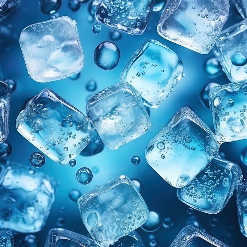 Realistic Ice Cubes and Water Drops. Stock Illustration - Illustration ...
