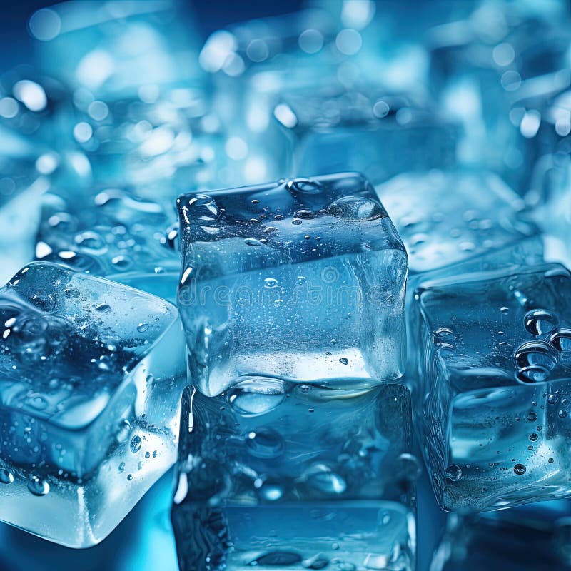Realistic Ice Cubes and Water Drops. Stock Illustration - Illustration ...