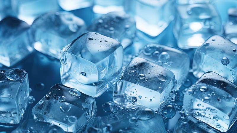 Realistic Ice Cubes and Water Drops. Stock Illustration - Illustration ...