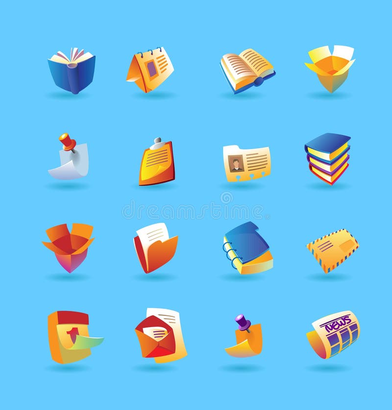 Icons for books and papers stock vector. Illustration of design - 11688292