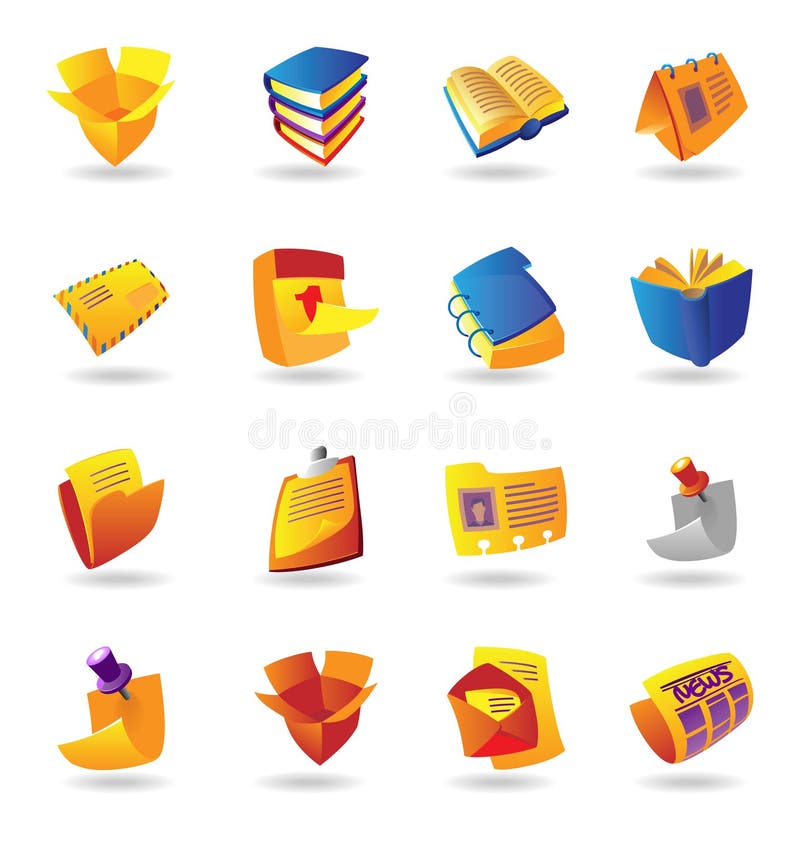 Icons for books and papers stock vector. Illustration of design - 11688292