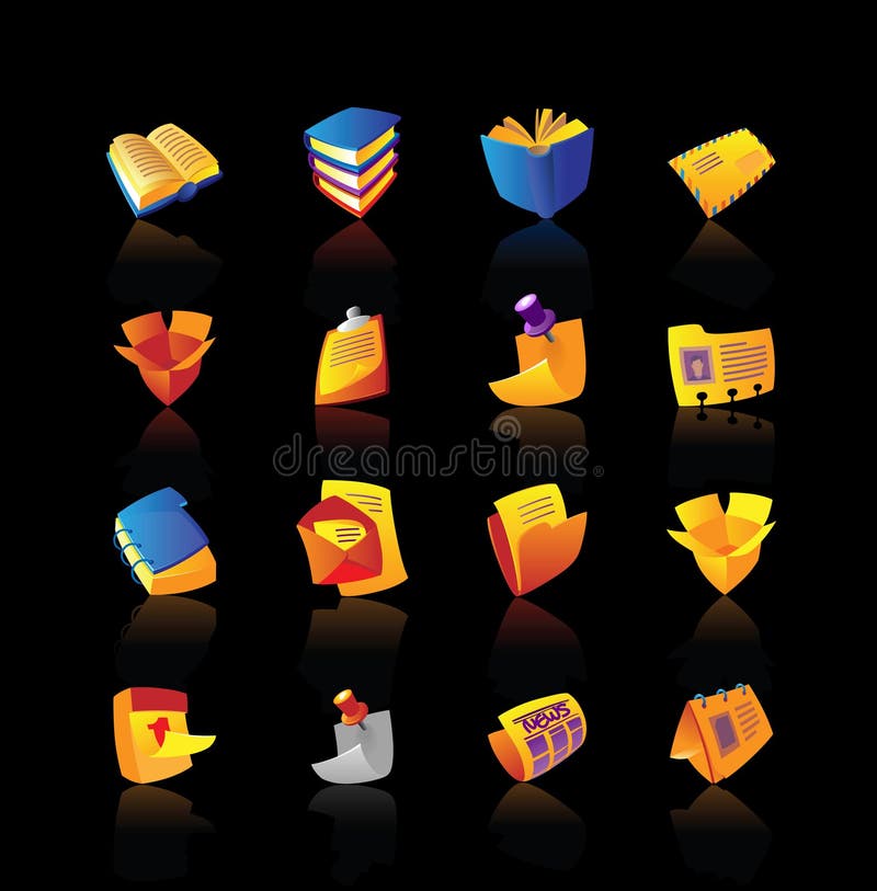Icons for books and papers stock vector. Illustration of design - 11688292
