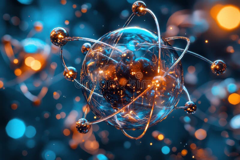 Intricate Depiction of an Atom Showcasing Protons and Electrons in a ...