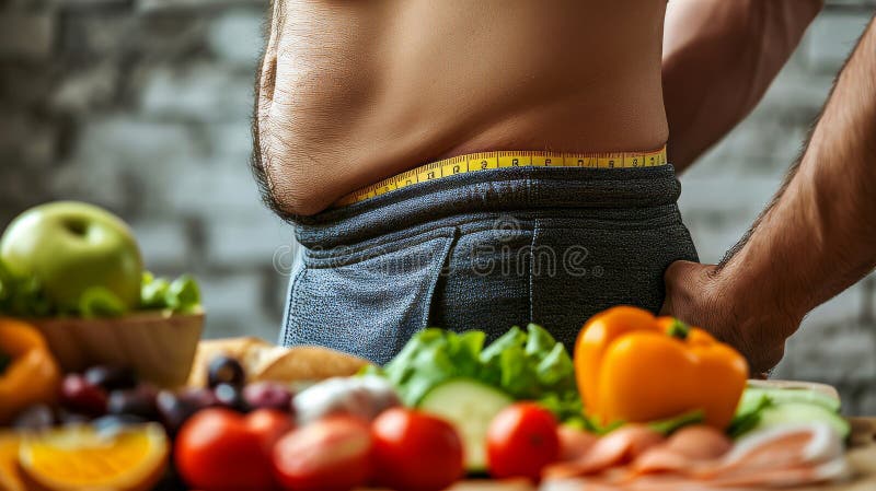 Realistic Illustration of Belly Fat Reduction through Diet, Exercise ...