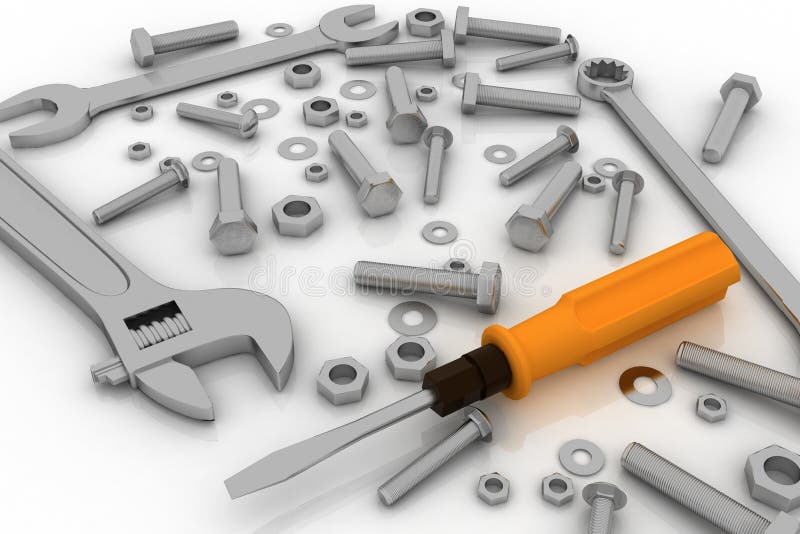 Realistic Illustration of Bolts, Nuts and Pucks of Different Shapes and ...