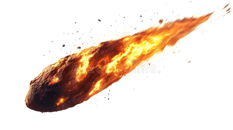 Flaming Meteoroid Space Rock Falling through Atmosphere Isolated on ...