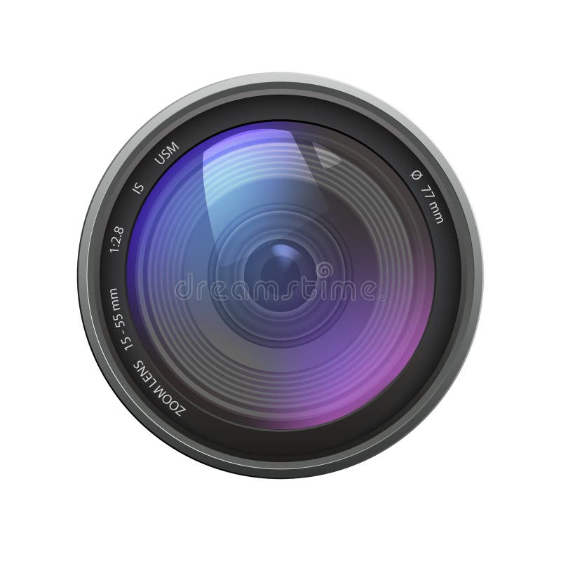 Realistic Illustration of Camera Zoom Lens with Colorful Reflection ...