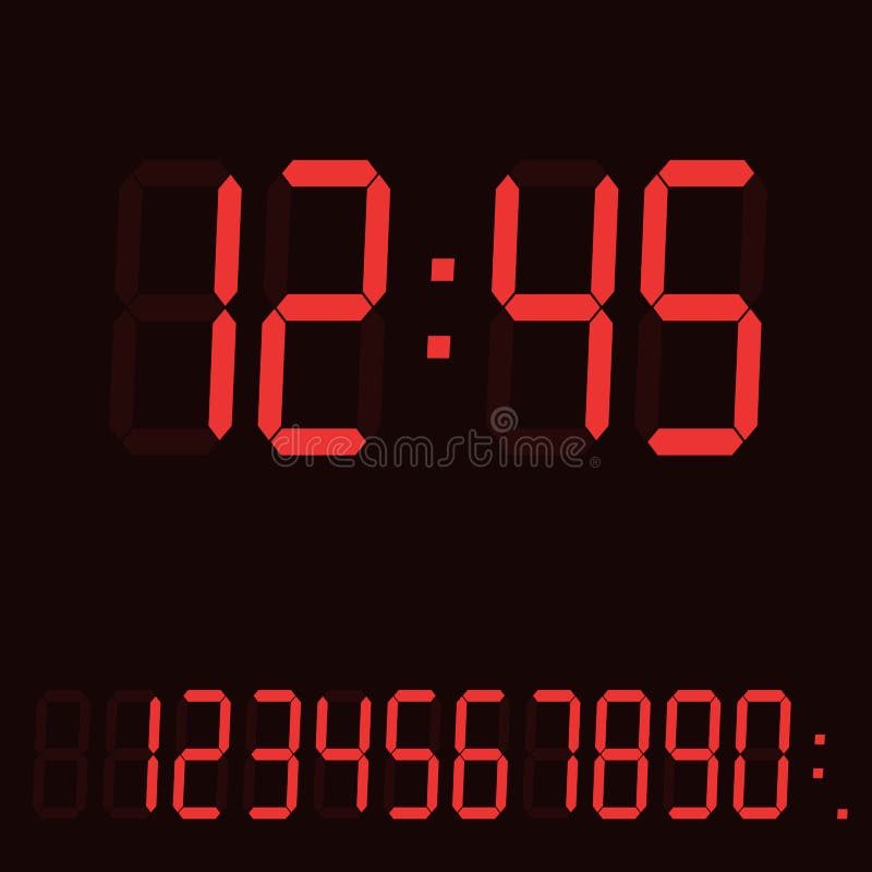Digital Numbers Clock Red Stock Illustrations – 422 Digital Numbers ...